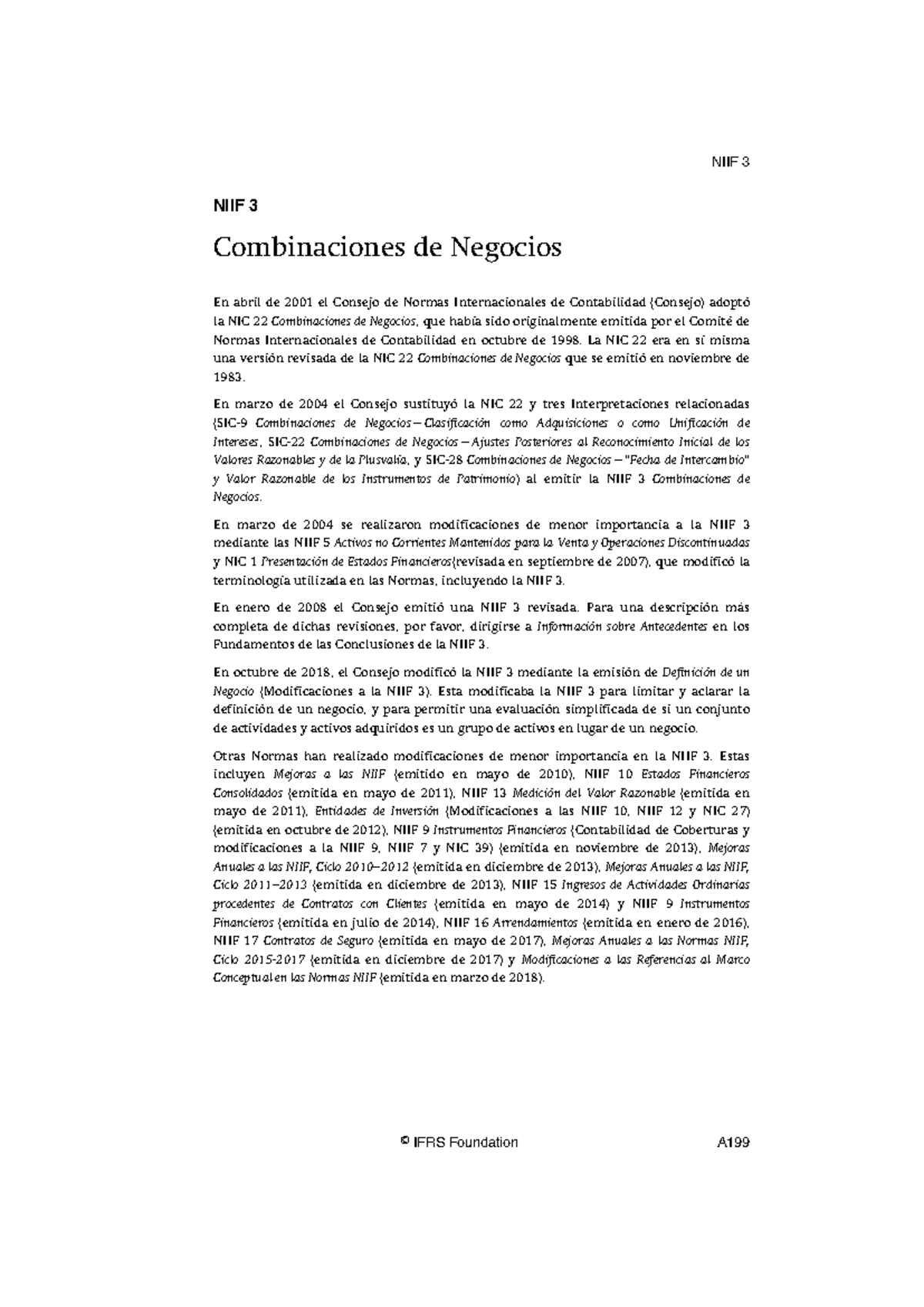 NIIF 3: Combinaciones de Negocios y sus Modificaciones - Studocu