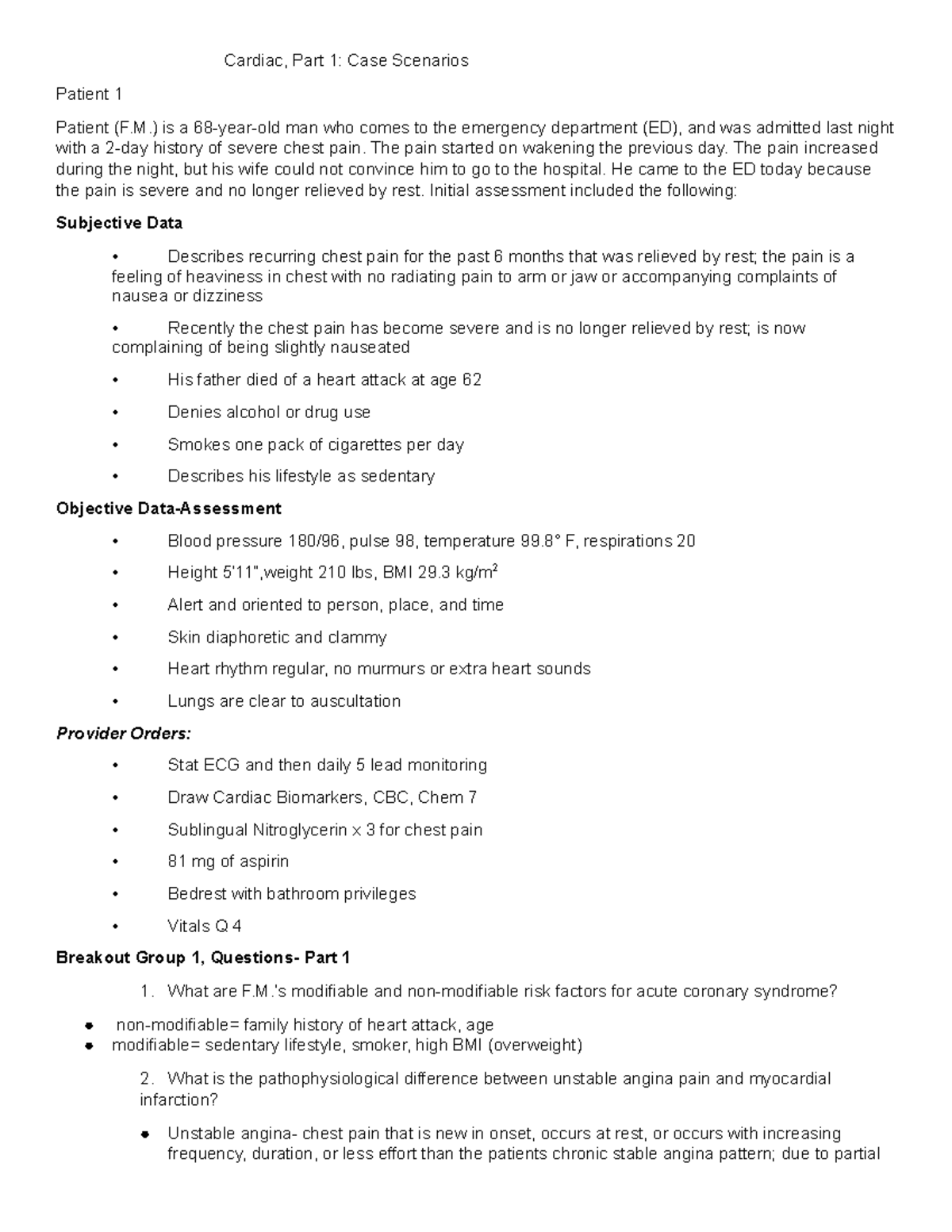 Cardiac Case Scenarios: Detailed Assessment and Interventions (Part 1 ...