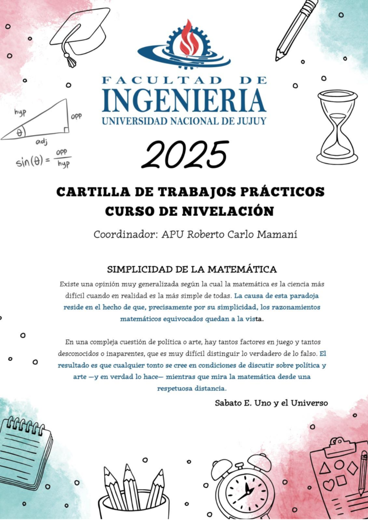 Cartilla de Ingreso 2025 - Curso de Nivelación en Ingeniería - Studocu