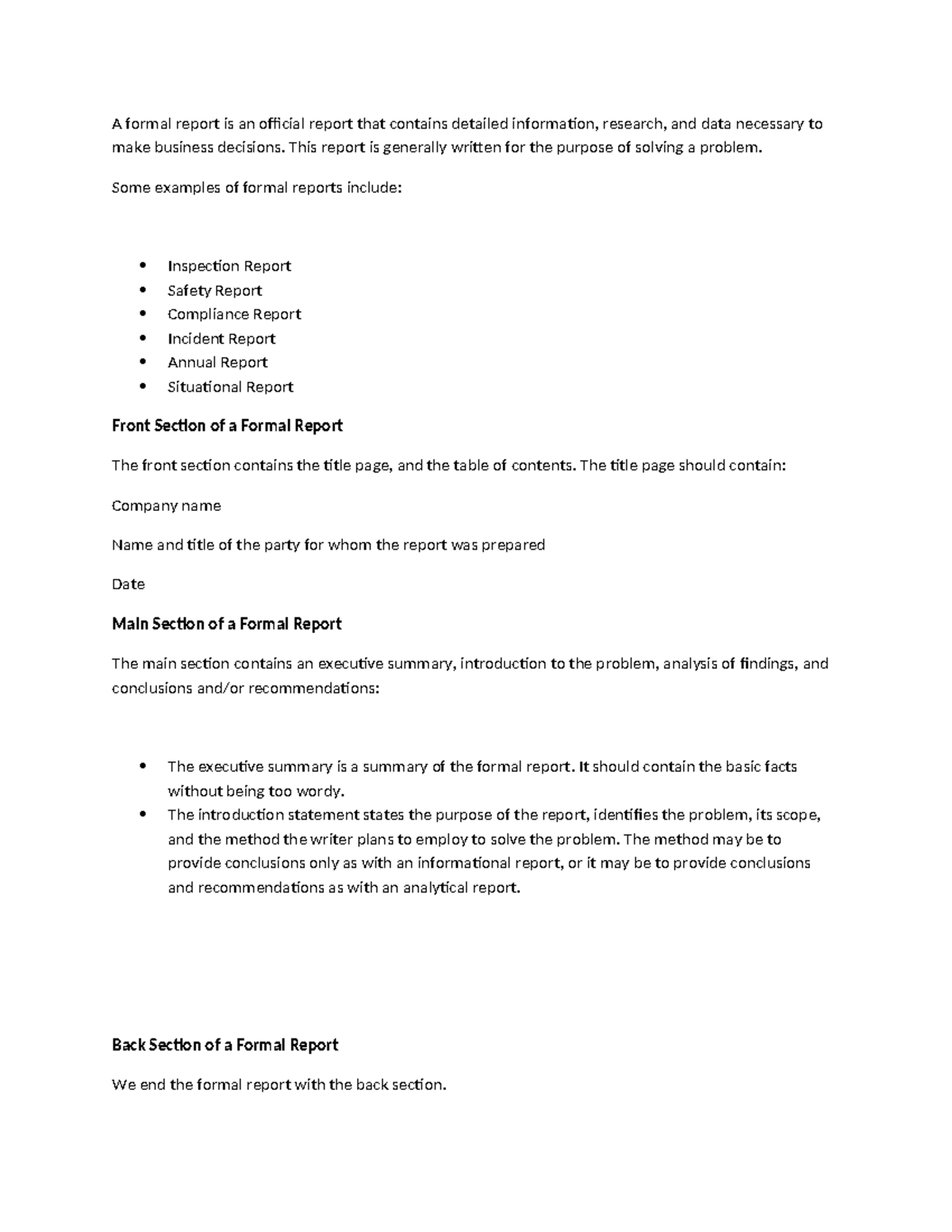 Formal Report Guidelines - English Notes - Studocu