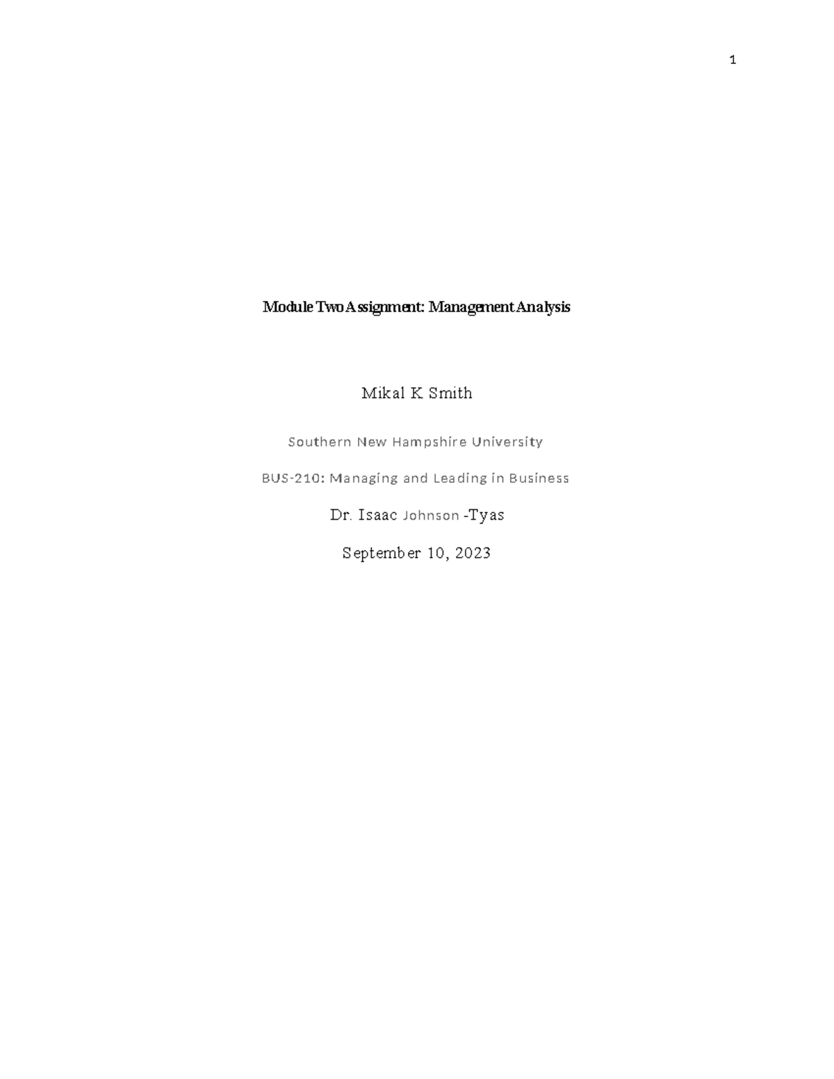 BUS210Module 2Assignment - Module Two Assignment: Management Analysis ...