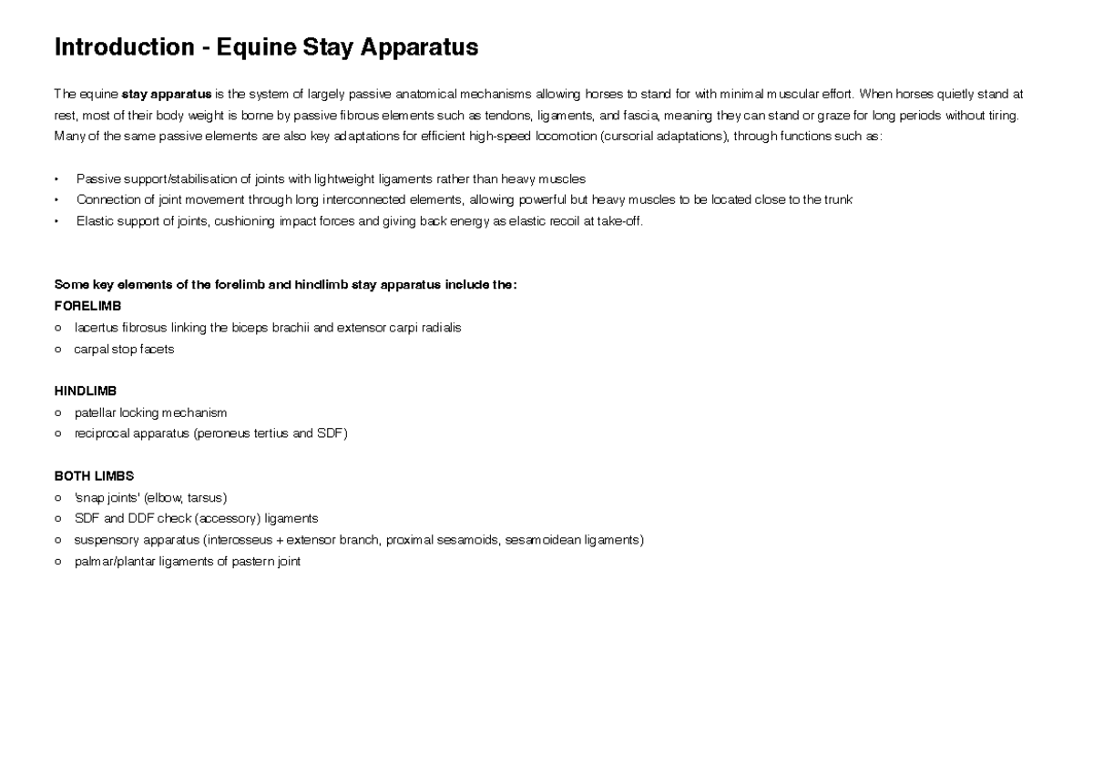 18. Equine Stay Apparatus: Mechanics of Horse Limb Stability and ...