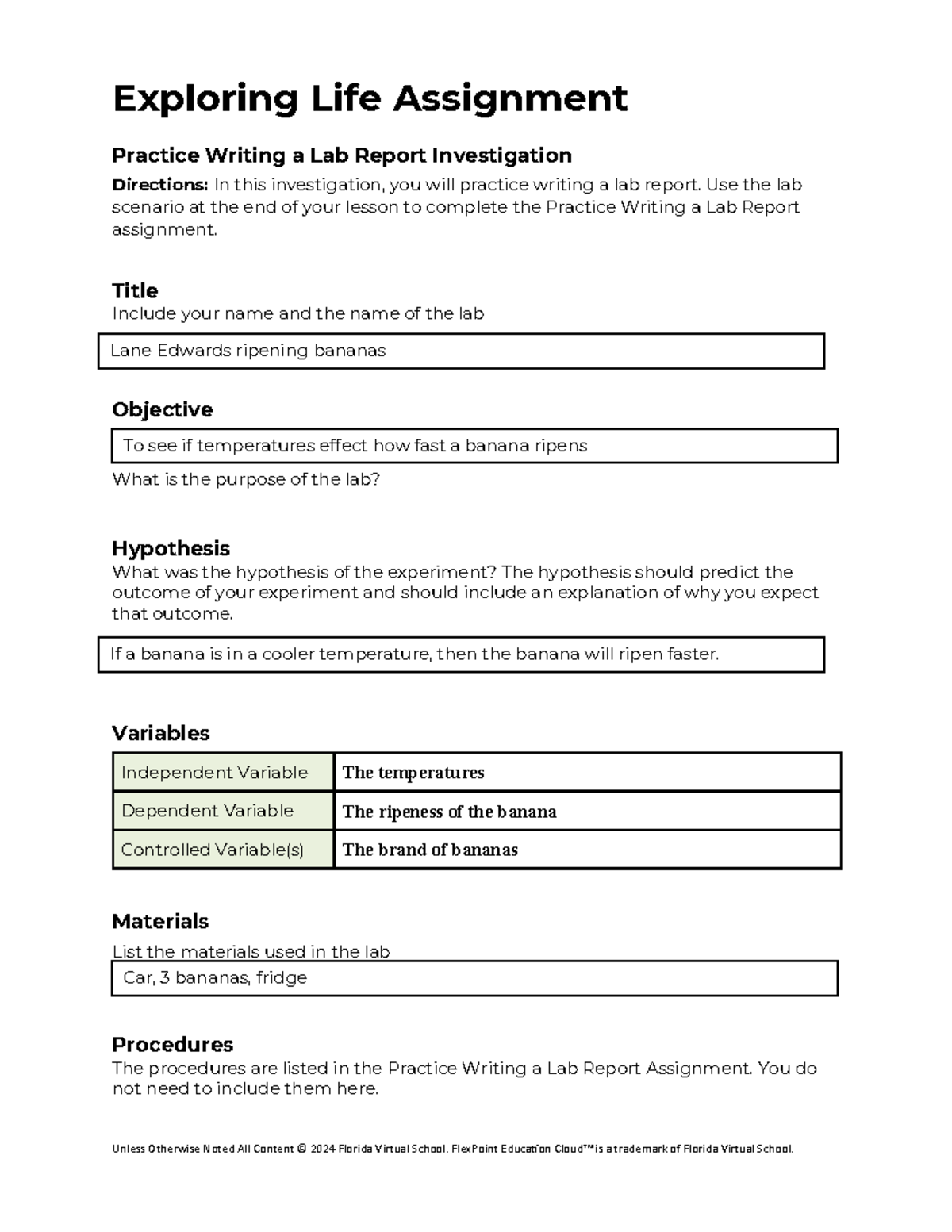 Exploring Lab Report Writing: Banana Ripening Experiment (BIO101) - Studocu