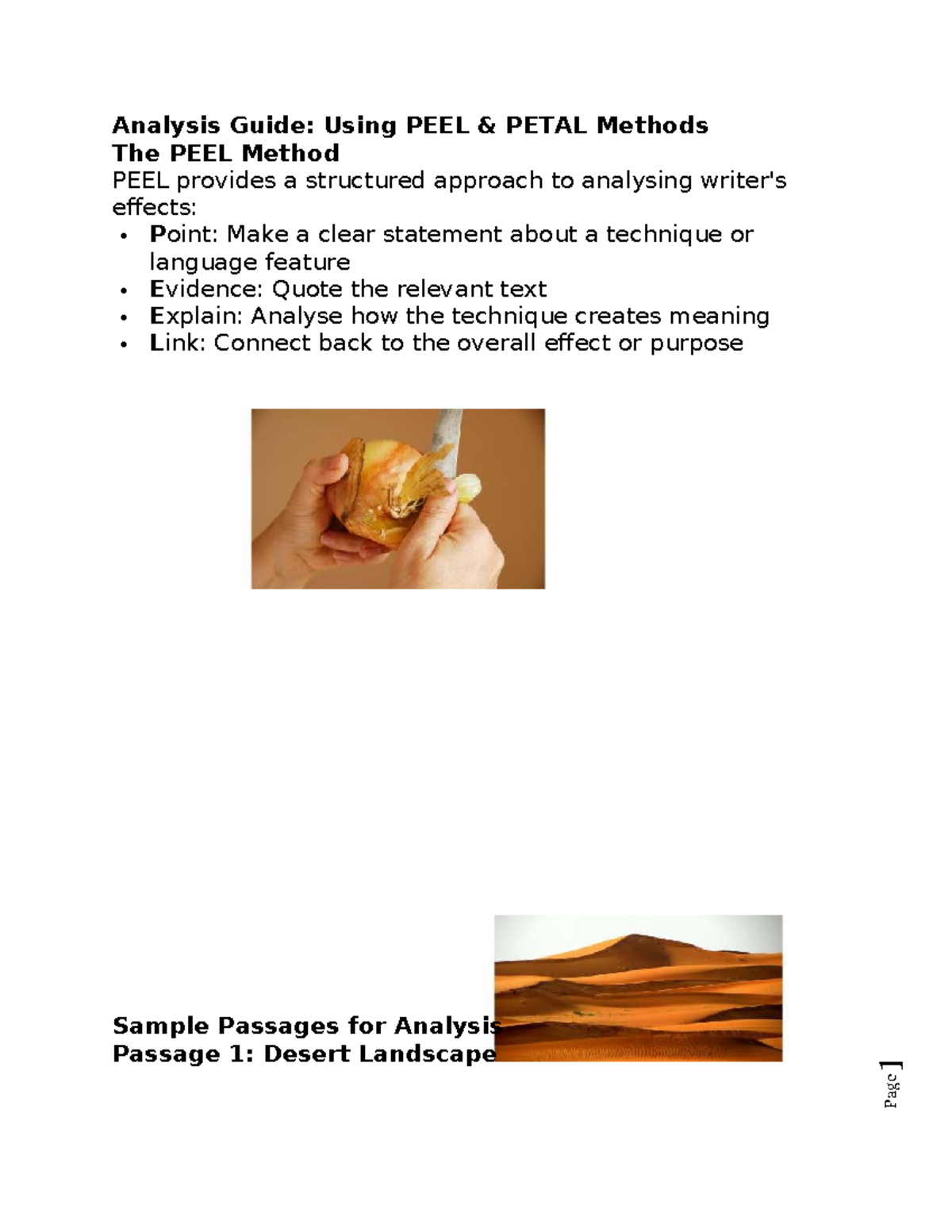 Page Sample Passages Analysis Guide: PEEL & PETAL Methods - Studocu