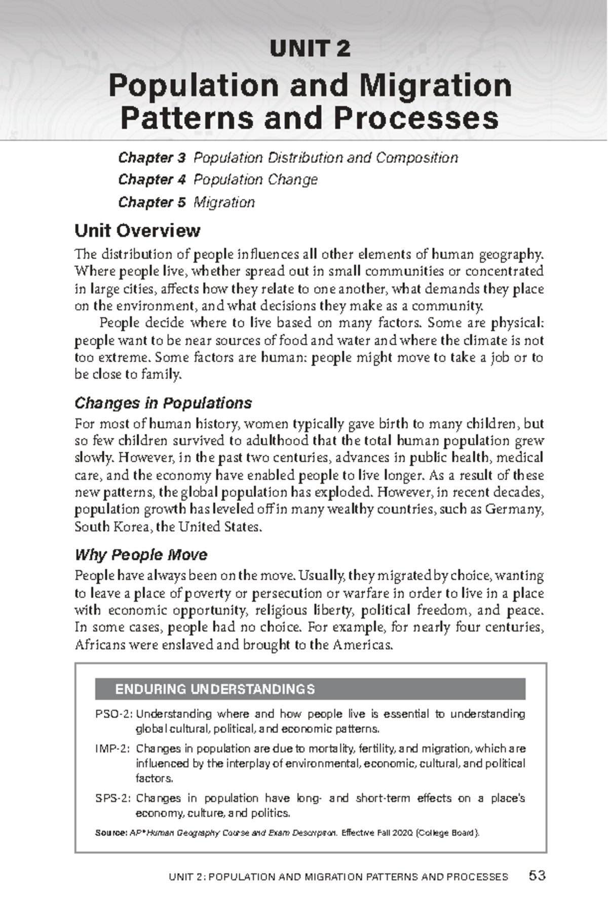 Unit 2: Population & Migration Patterns - Chapter 3 & 4 Overview - Studocu