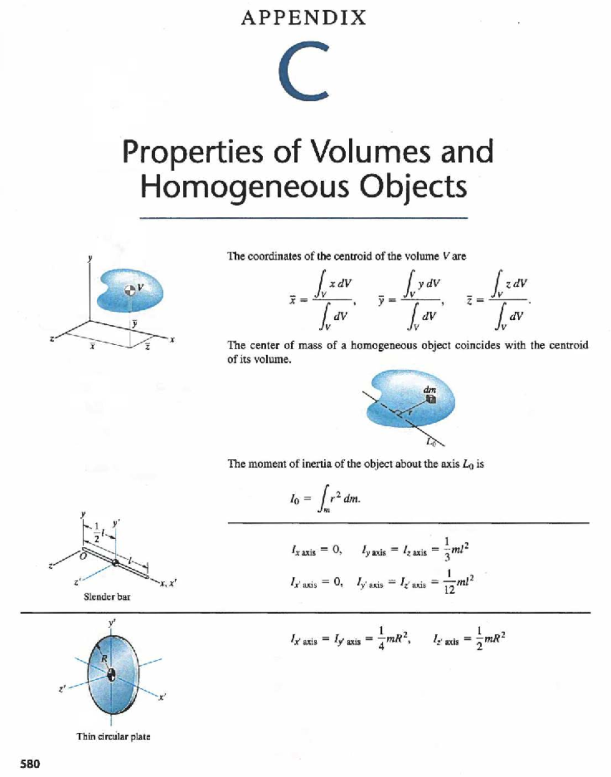 Appendix C: Properties of Volumes & Homogeneous Objects - Studocu