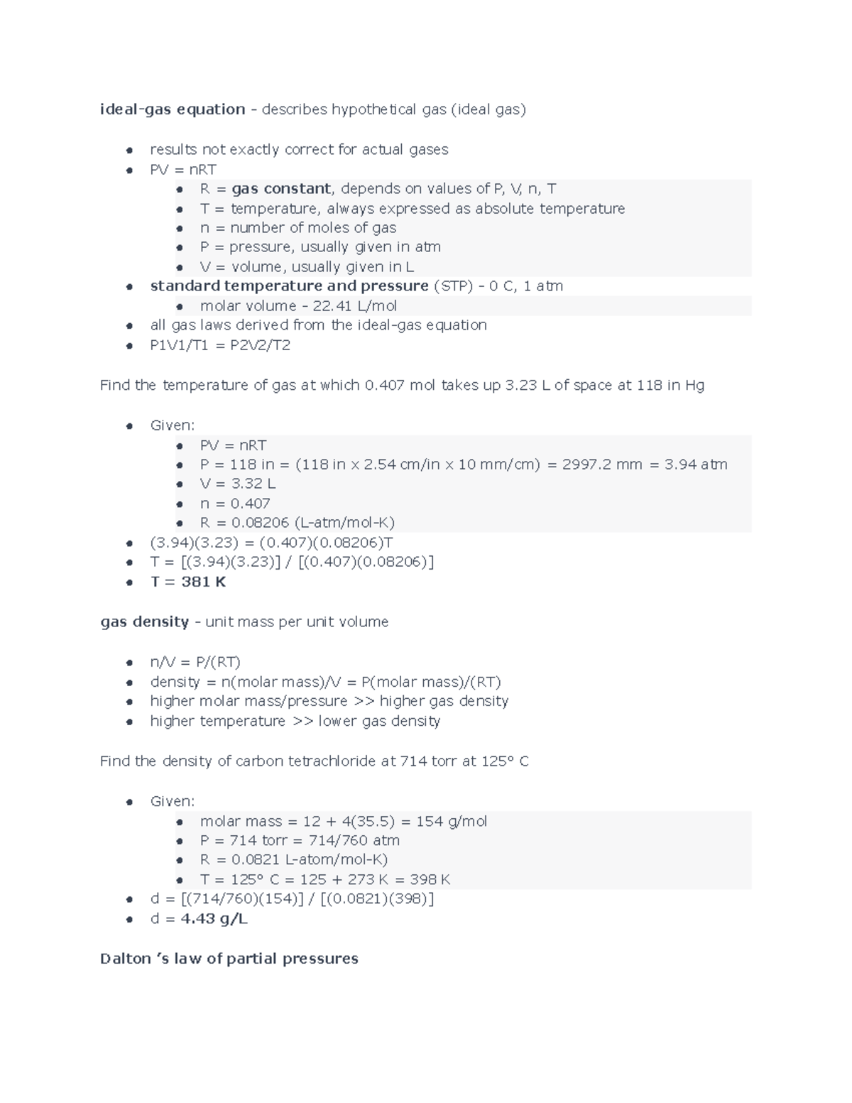 Unit 3 Ideal Gas Laws Overview and Applications - AP Chem - Studocu