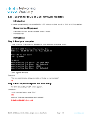 3.1.1.6 Lab - Investigate BIOS or UEFI Settings - Lab - Investigate ...