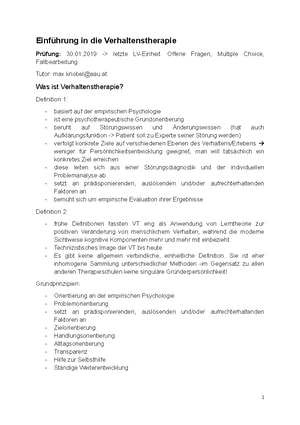 Zusammenfassung VL 4 Verhaltensanalyse, Plananalyse und Fallkonzeption ...