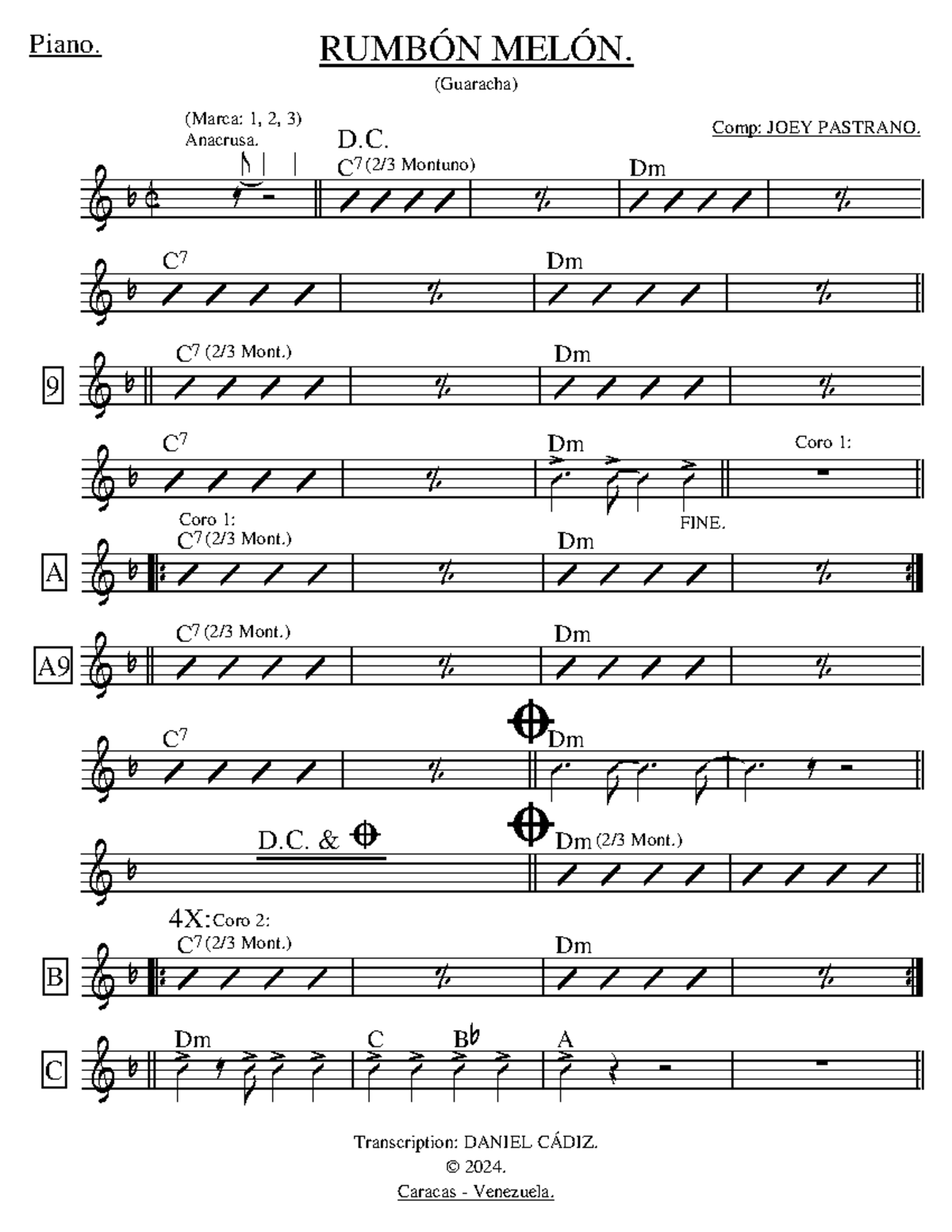 05) Piano - Rumbón Melón - (Marca: 1, 2, 3) Anacrusa. - Studocu