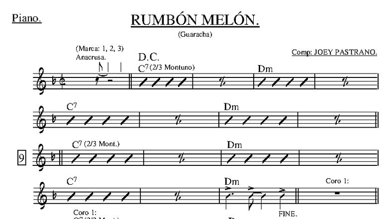 05) Piano - Rumbón Melón: Sheet Music Transcription Notes - Studocu