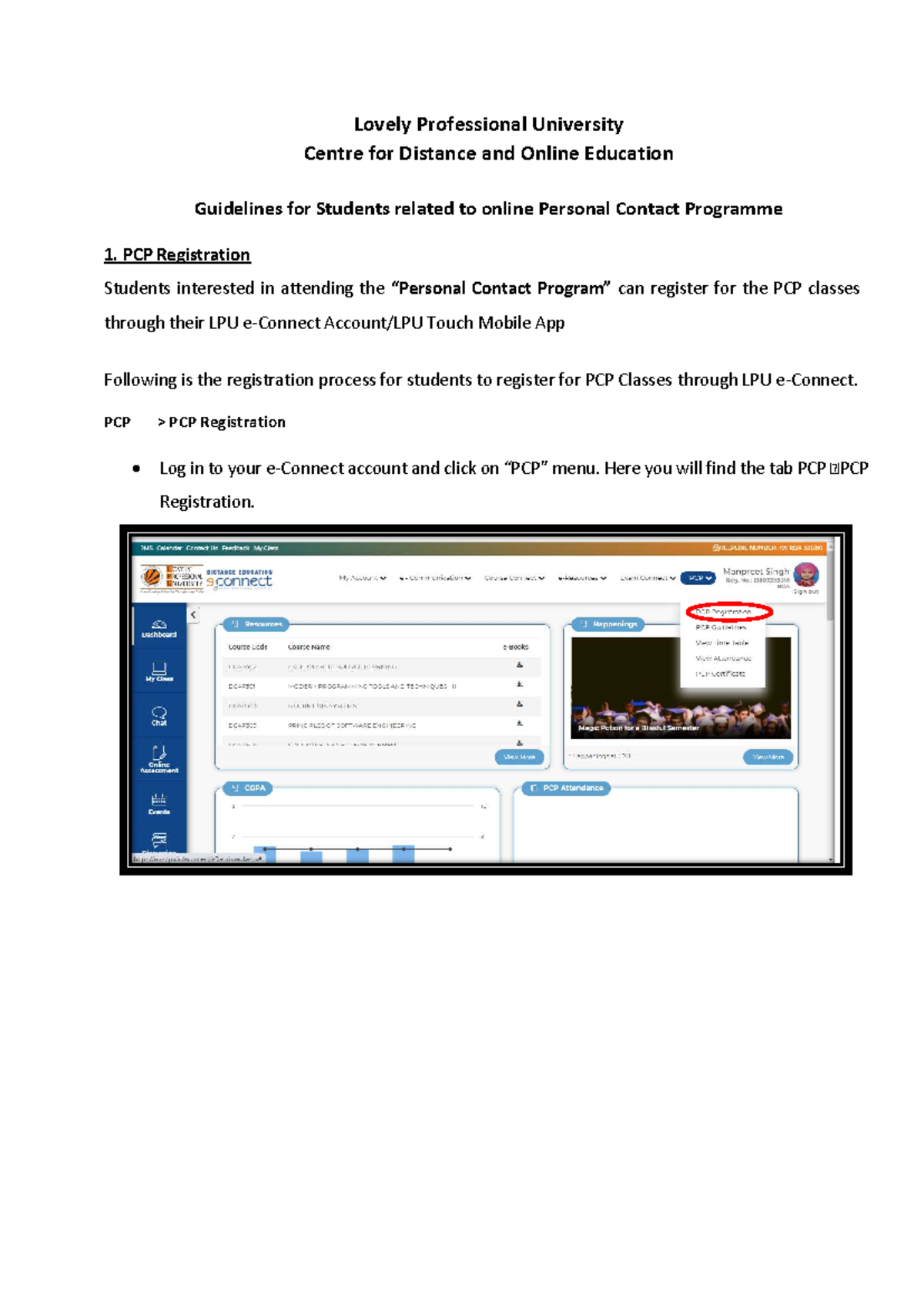 PCP Guidelines for Students (LPU Distance Education) - Studocu
