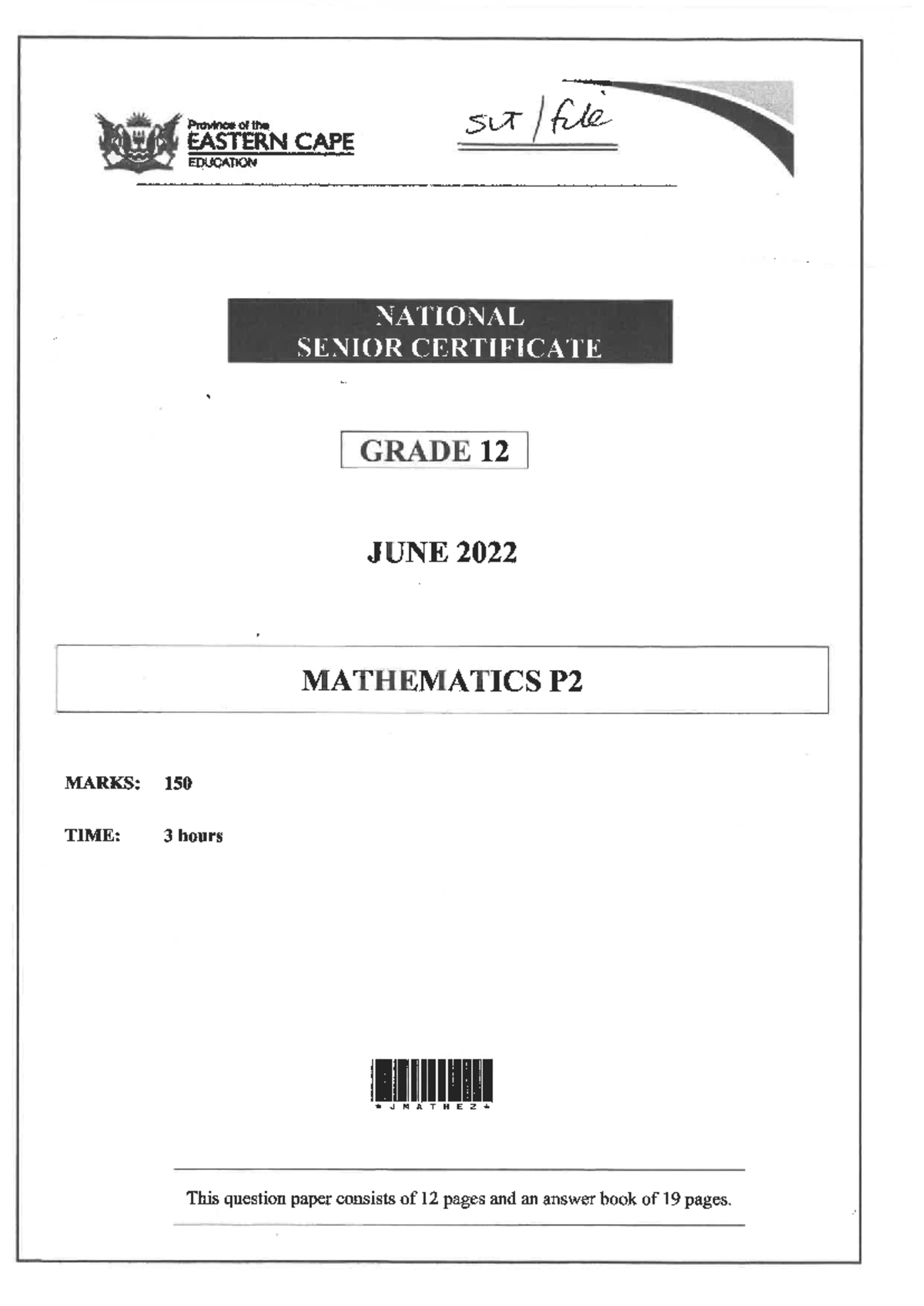 2022 G12 Maths June Exam Paper 2 - Eastern Cape NSC - Studocu