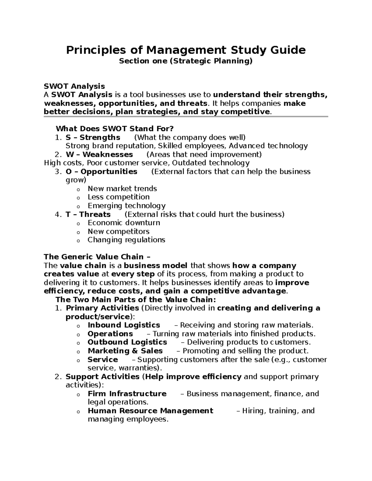 Principles of Management Study Guide: Strategic Planning & TQM Insights ...