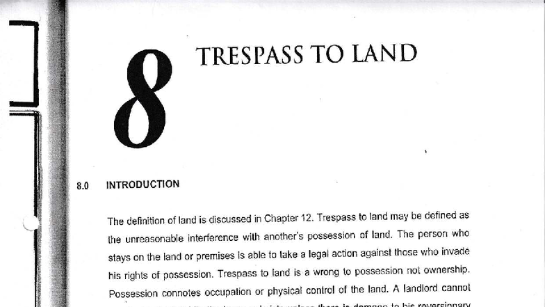 Trespass to Land: An Overview of Legal Principles and Cases (LAW 8.0 ...