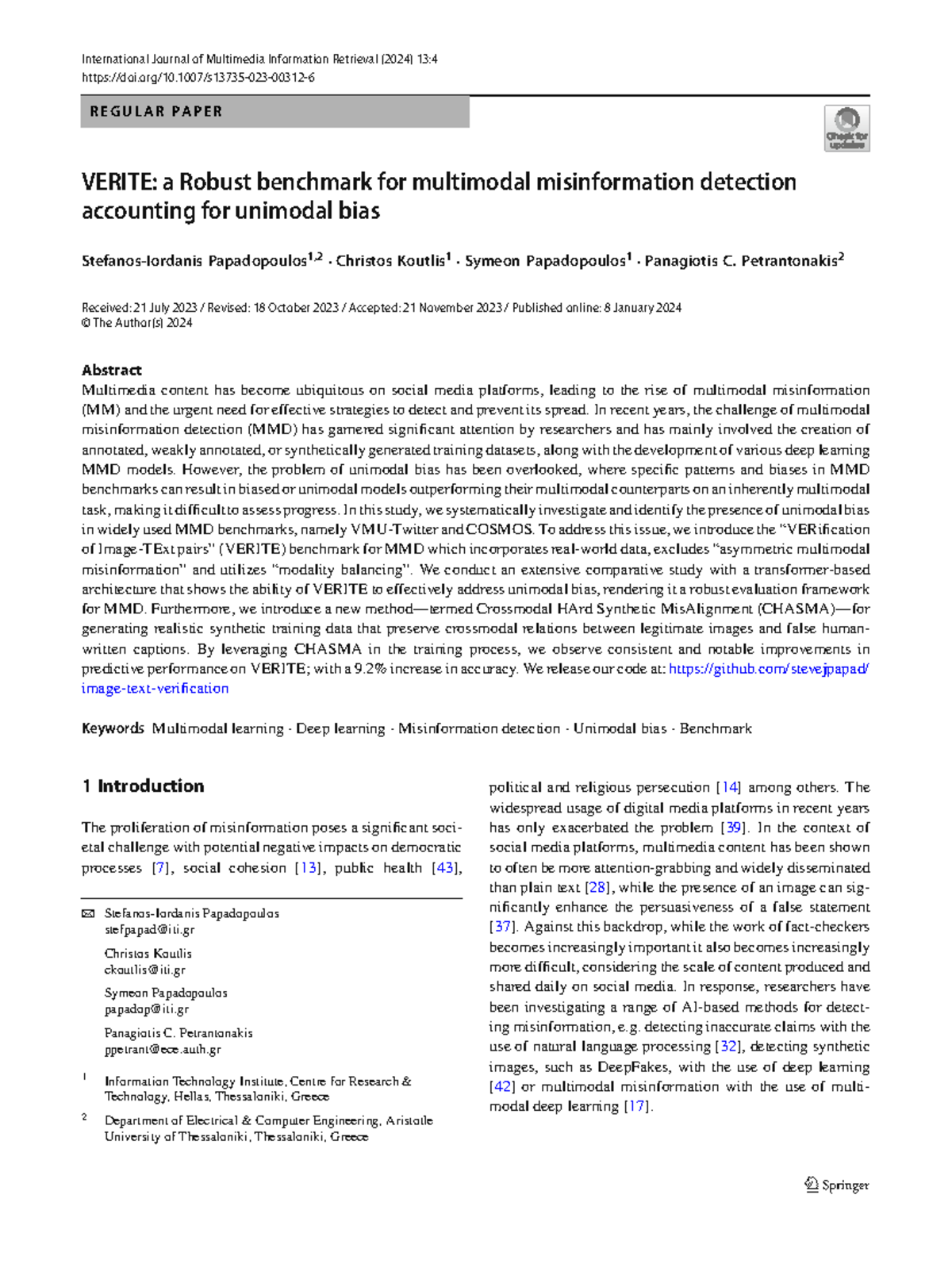 VERITE: A Robust Benchmark for Multimodal Misinformation Detection ...