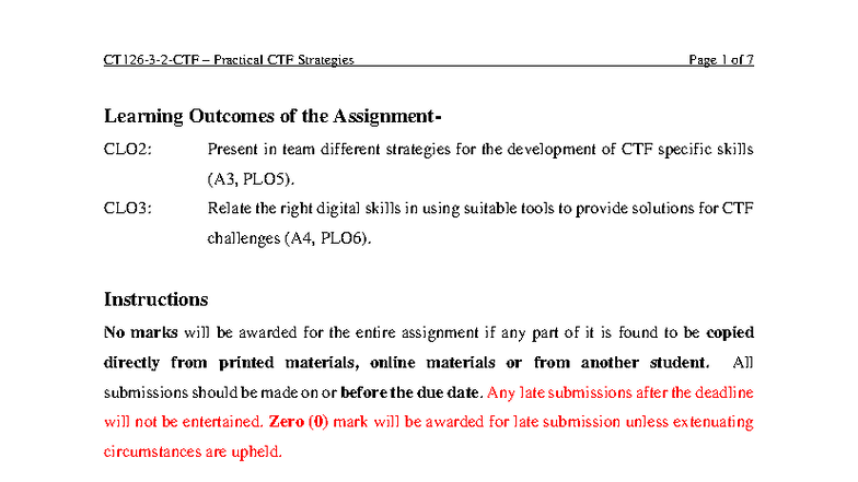 CTF Strategies Presentation Guidelines (CTF 122024) - Studocu