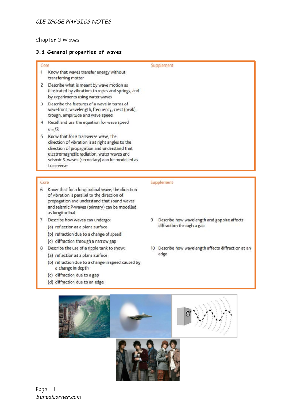 CIE IGCSE PHYSICS NOTES: Chapter 3 - Waves and Light Properties - Studocu