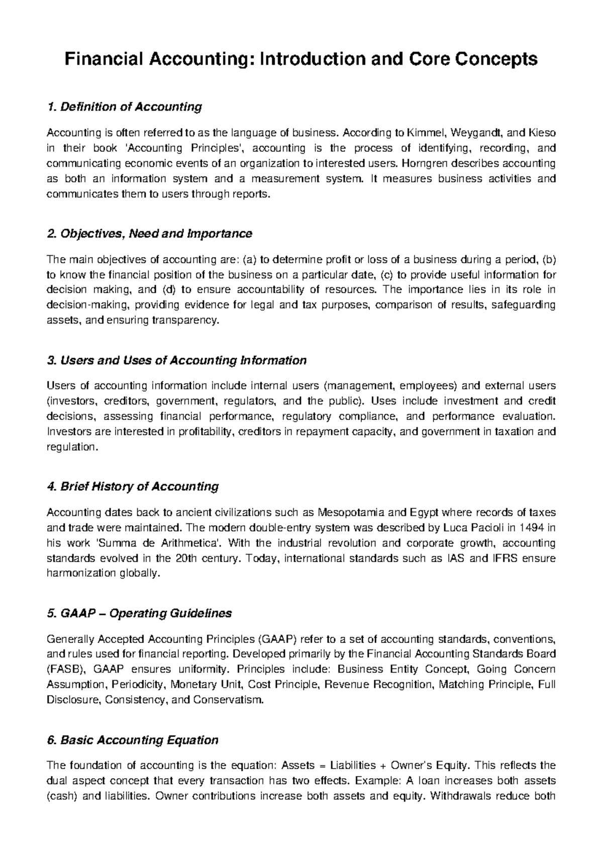 Financial Accounting: Intro to Core Concepts and Principles - Studocu