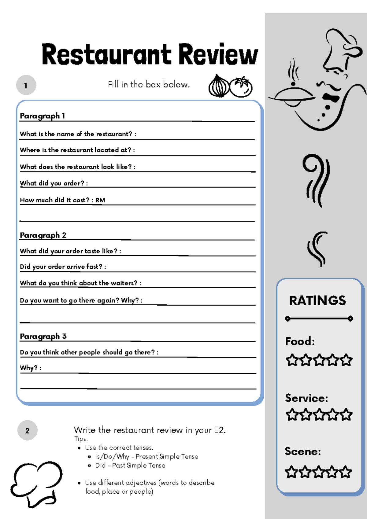 Restaurant review guidelines and tips for E2 assignment - Studocu