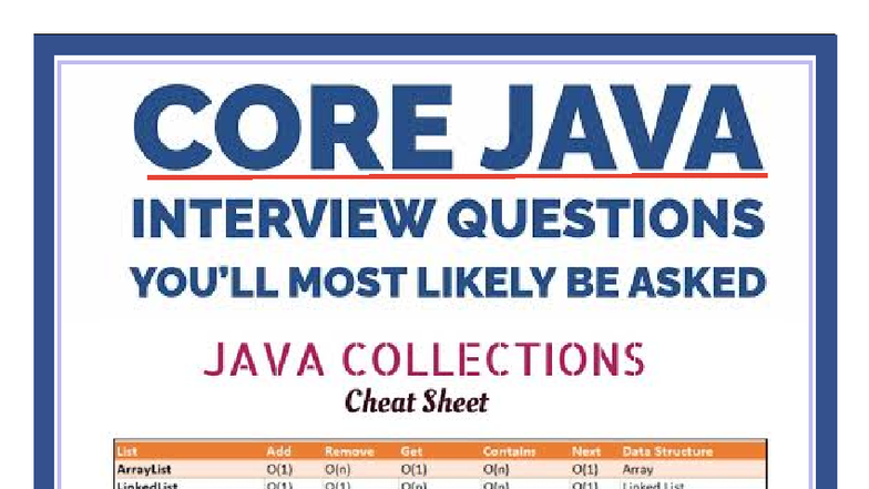 Core Java - Interview Questions & Answers Guide - Studocu