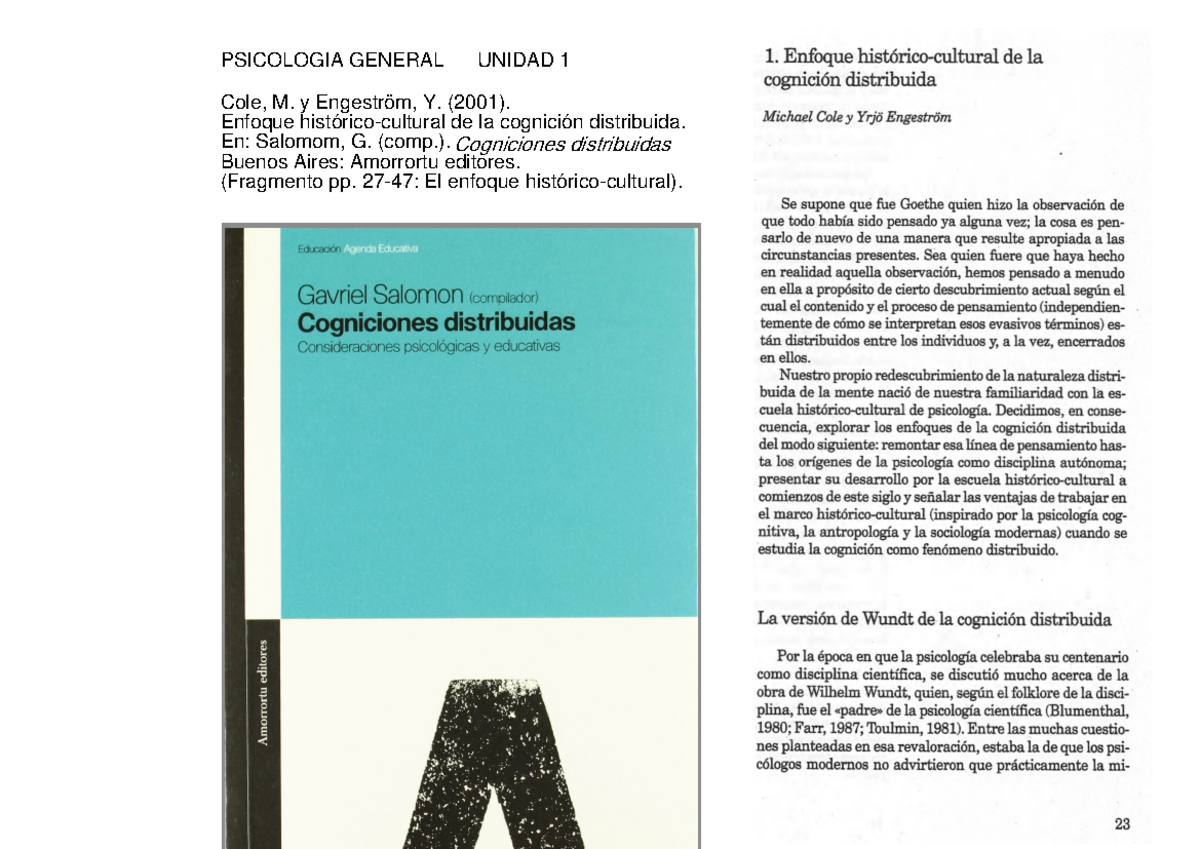 U1COLE& Engestrom 2001 - Historia y Actualidad de la Psicología - Cole ...