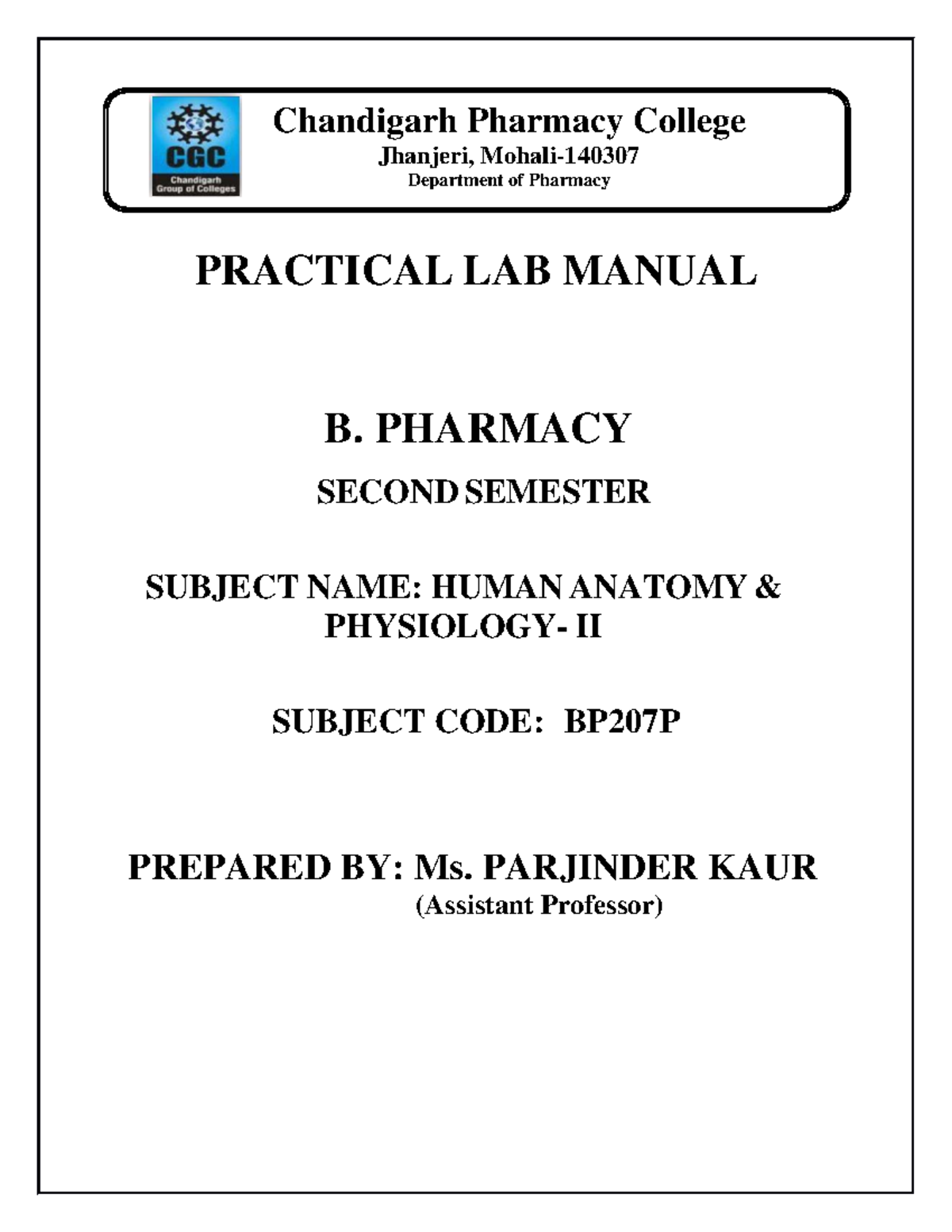 Practical Lab Manual for HAP II (BP207P) - Human Anatomy II - Studocu