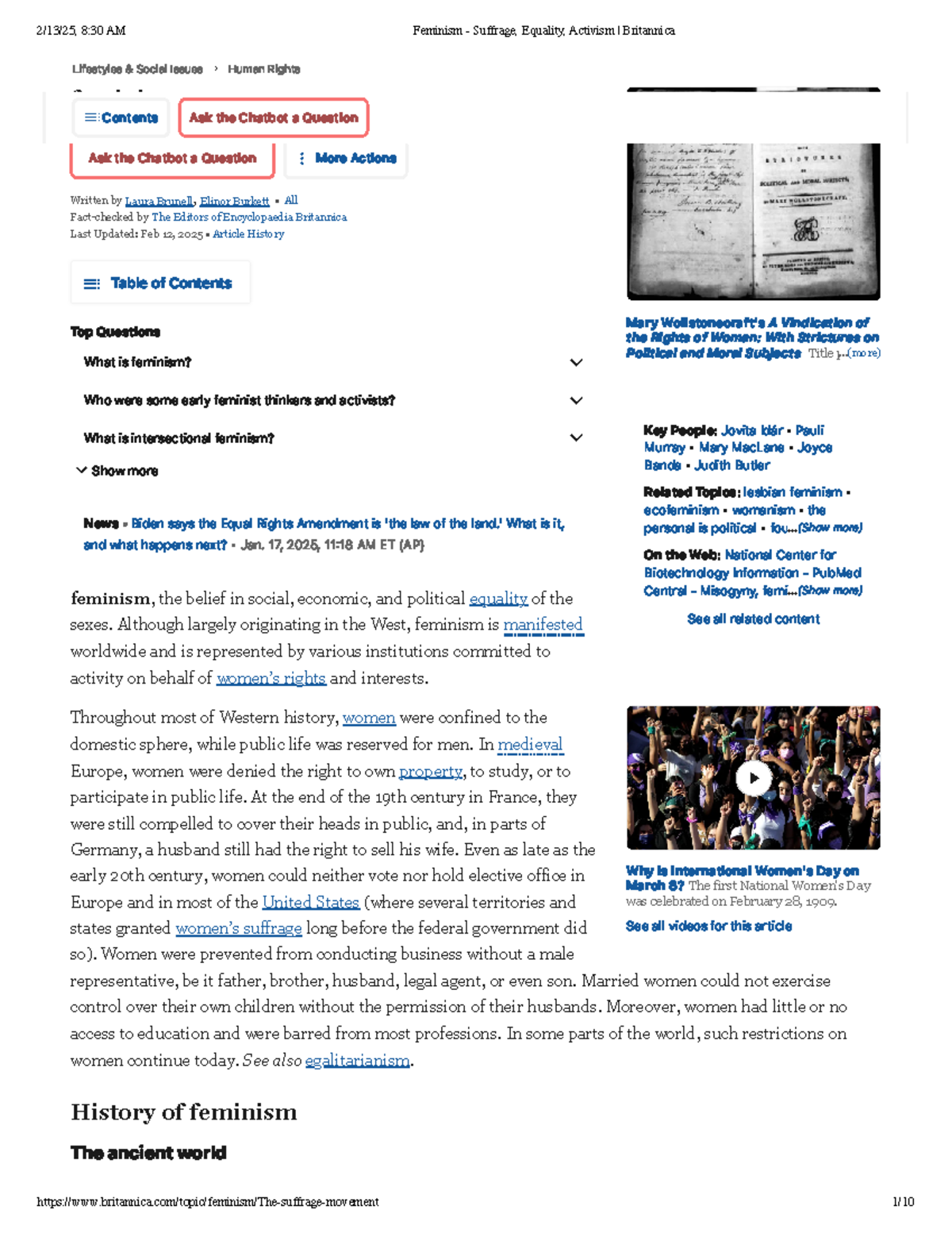 Feminism Movements: Historical Overview, Suffrage, and Equality Issues ...