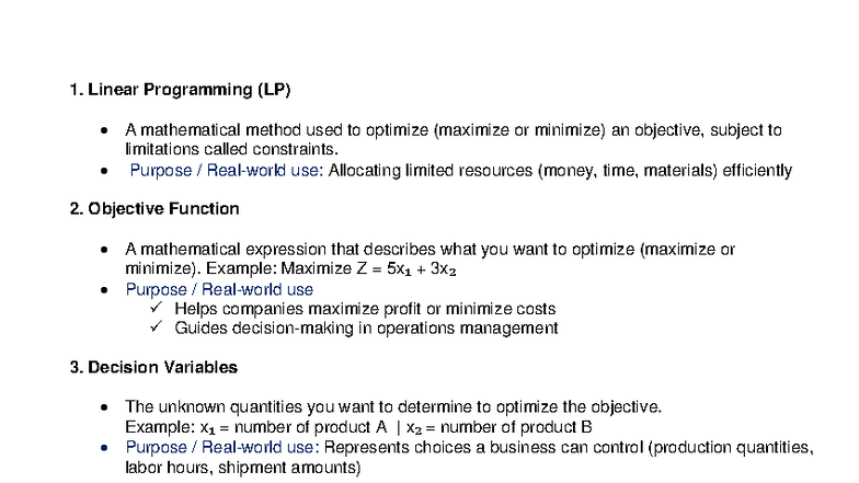 Assignment on Linear Programming (LP): Key Concepts and Applications ...