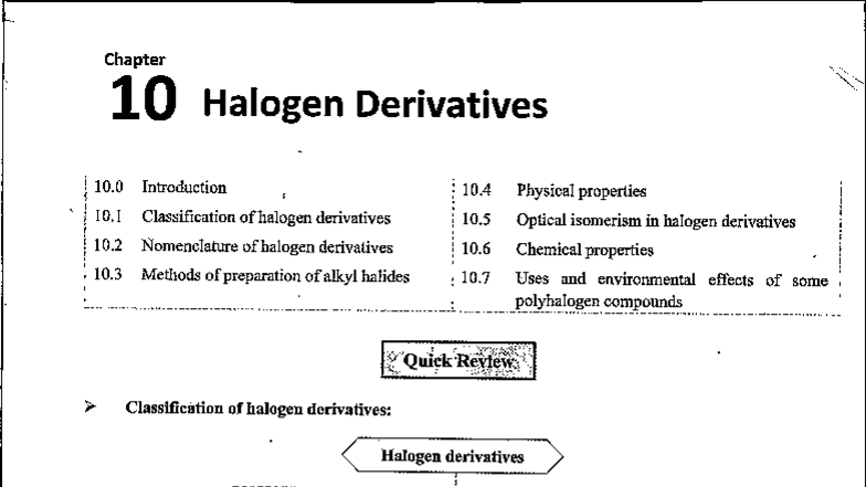 Chapter 10: Halogen Derivatives - Chemistry (PSP) Practice Sheets - Studocu