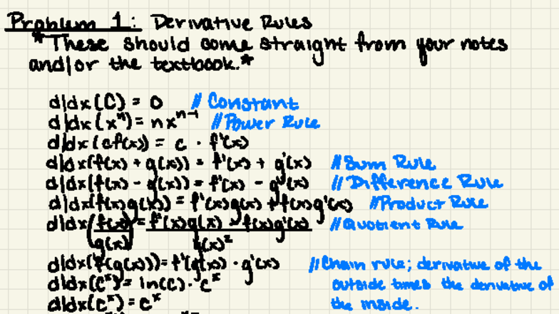 Calc I Exam II Review Solutions: Derivative Rules & Practices - Studocu
