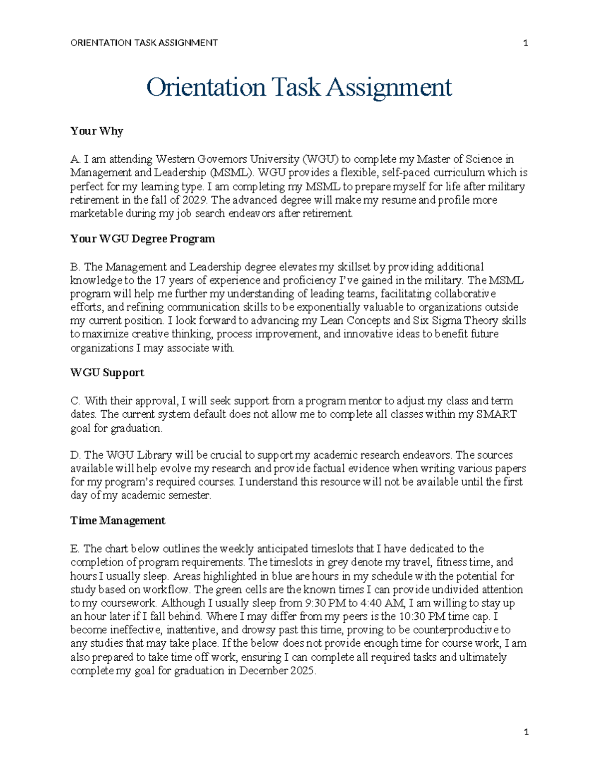Orientation Task Assignment Bond S - Orientation Task Assignment Your ...