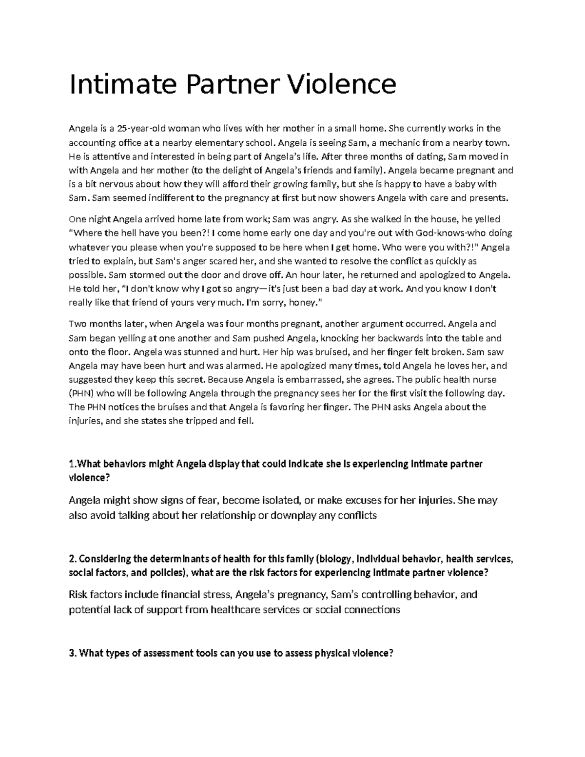 IPV Case Study: Exploring Dynamics and Support for Victims - Studocu