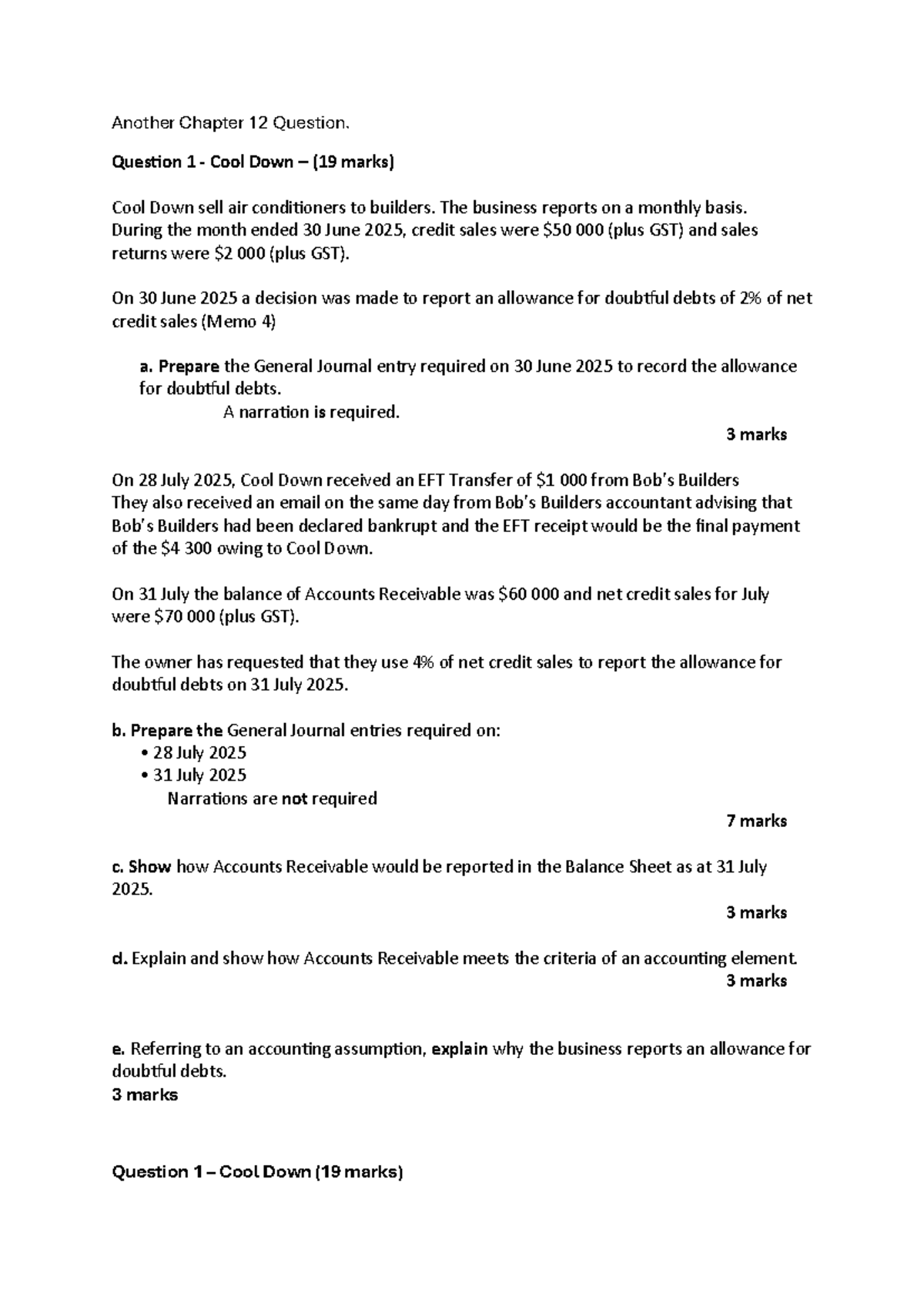 Chapter 12 Practice Questions & Solutions (ACCT 101) - Studocu