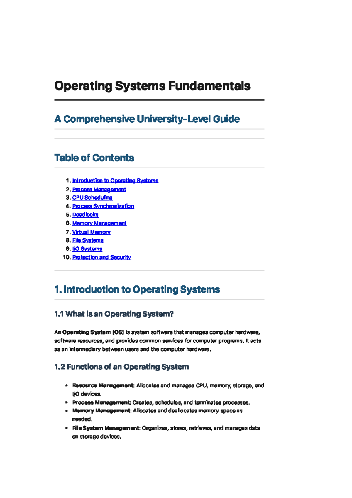 Operating Systems Fundamentals: A Comprehensive Study Guide - Studocu