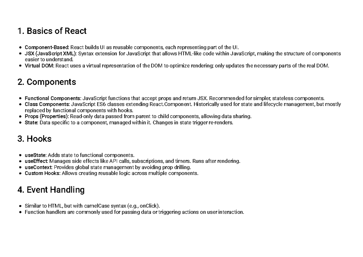 Reactjs notes upto hooks - 1. Basics of React Component-Based: React ...