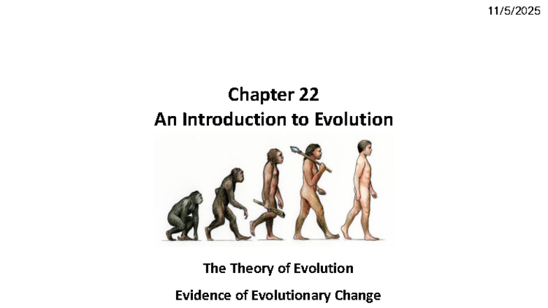 Chapter 22: Introduction to Evolution & Evidence of Change - Studocu