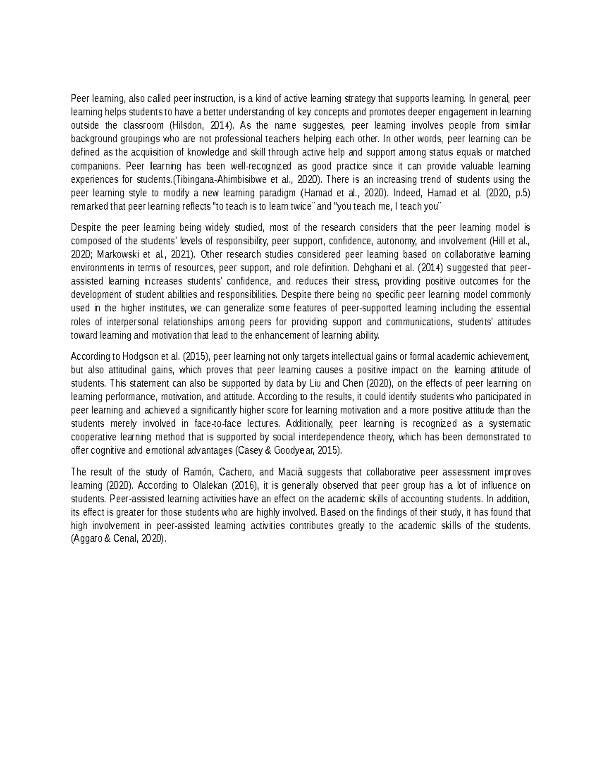 RRL - Peer Learning Strategies: A Comprehensive Overview - Studocu