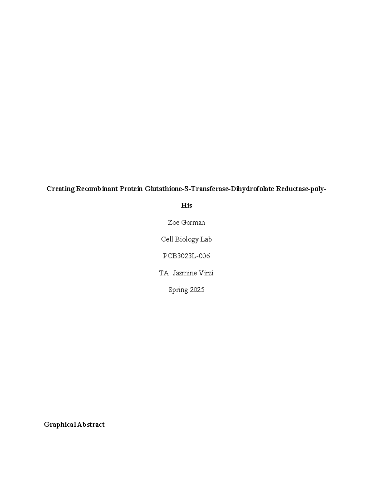 Final Lab Report: Creating Recombinant DHFR Protein (MBS 3023L) - Studocu