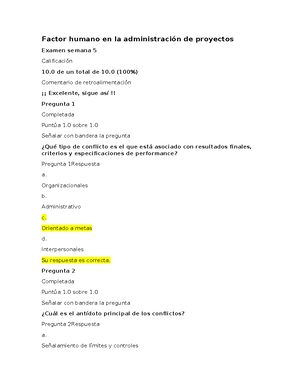 Factor humano en la administración de proyectos Sem 5-6 - Factor humano ...