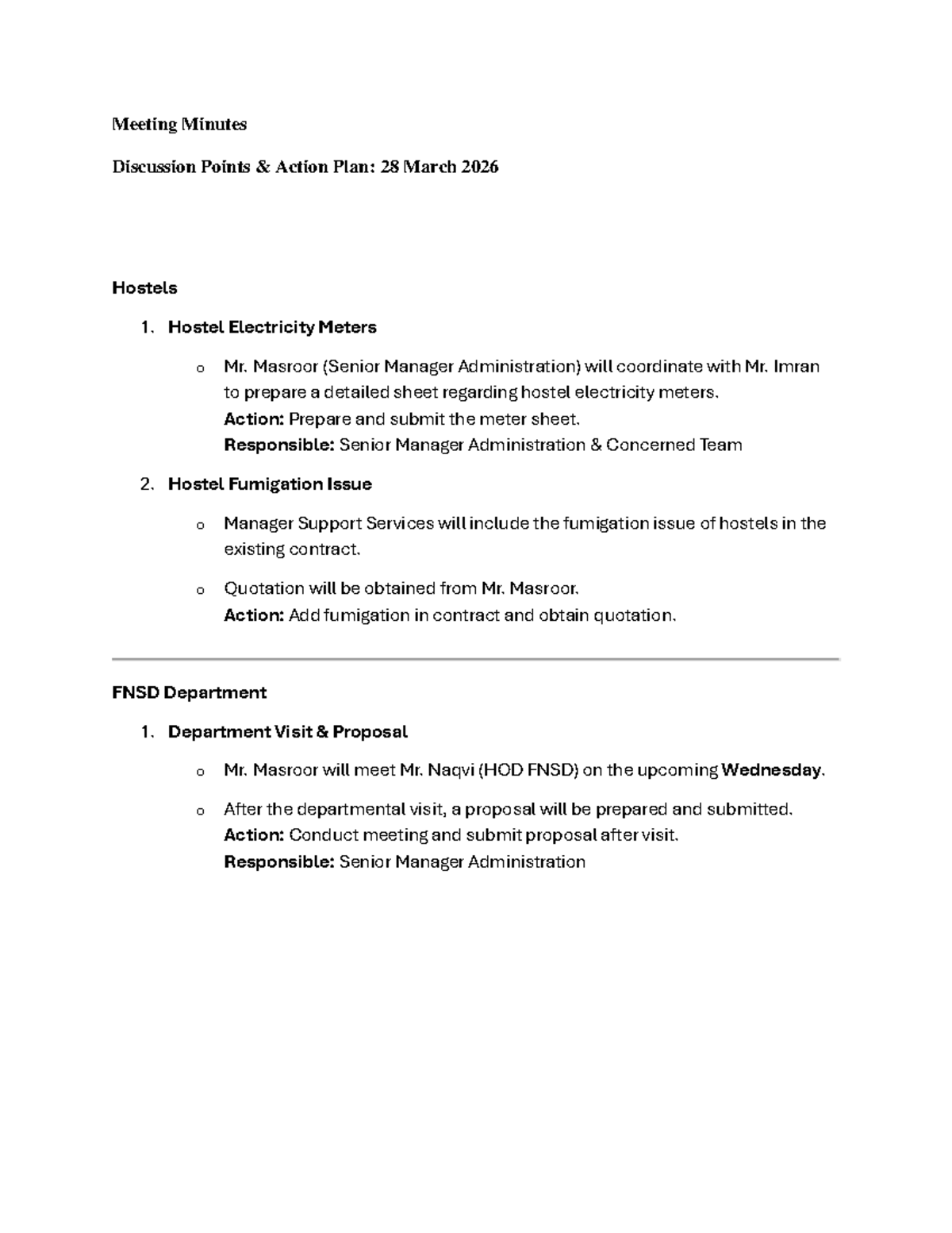 Meeting Minutes for Mgr Admin: Action Plan from 28 March 2026 - Studocu