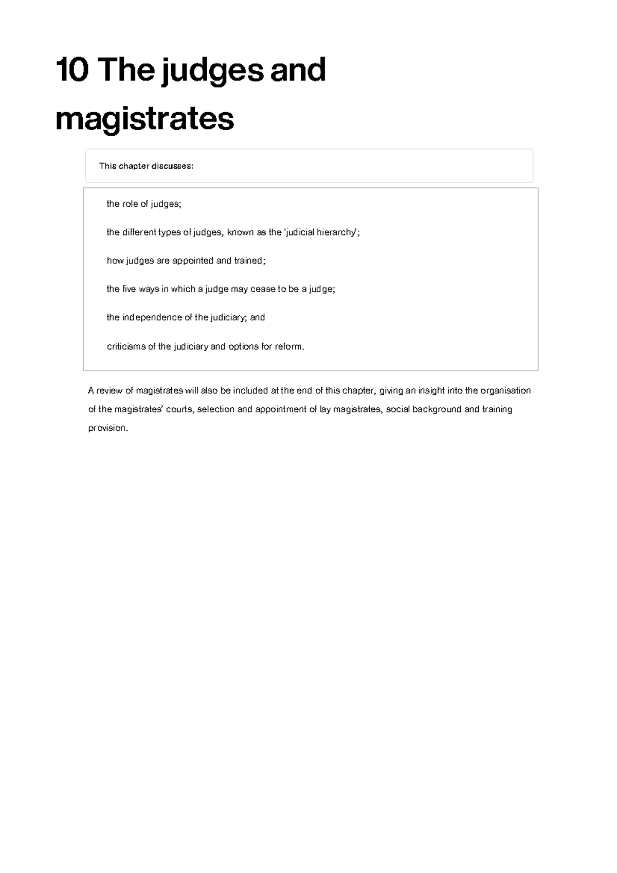 Judges and Magistrates: Roles, Appointments, and Reforms (LAW 101 ...