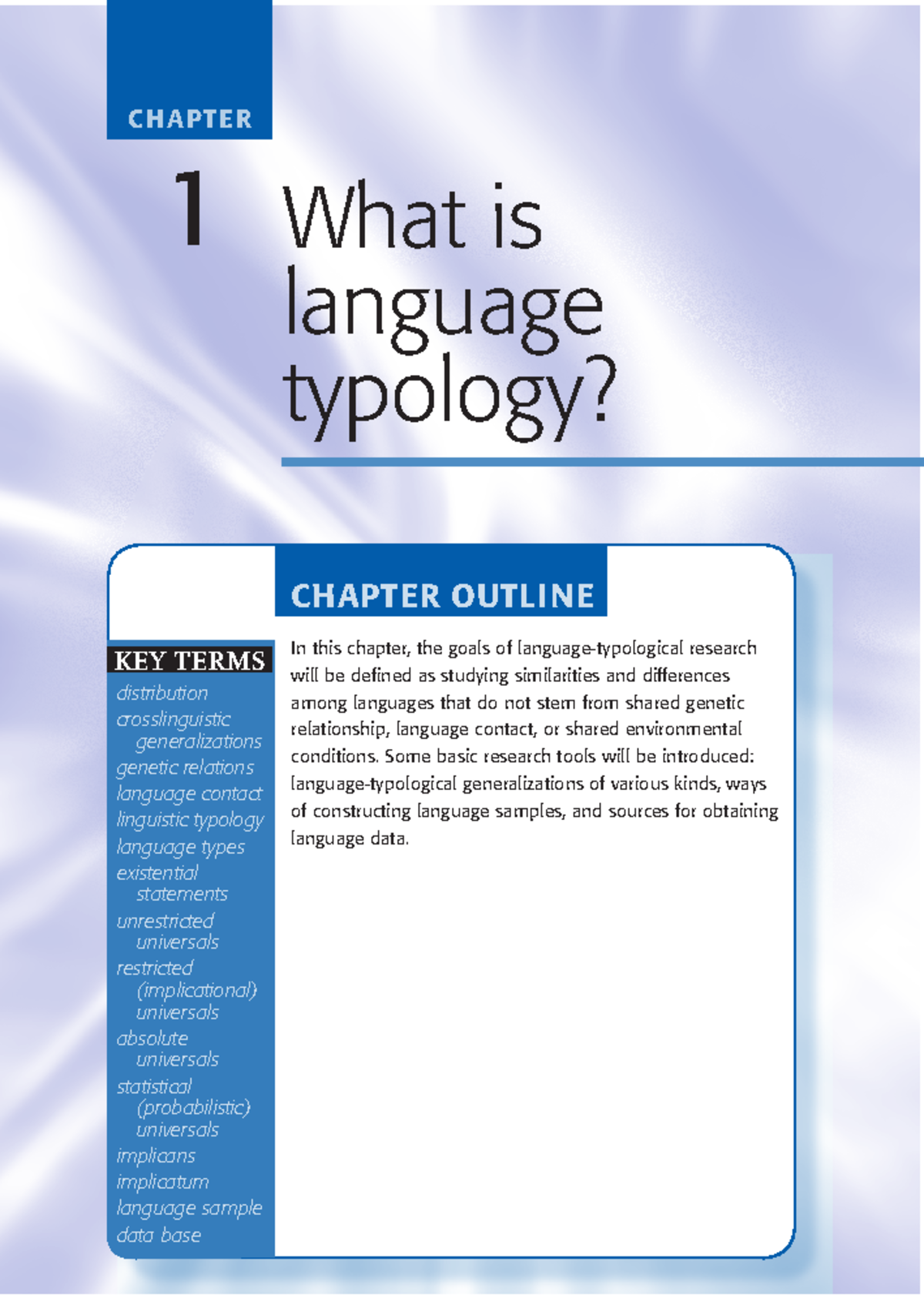 CHAPTER 1: Understanding Language Typology - Goals and Tools - Studocu