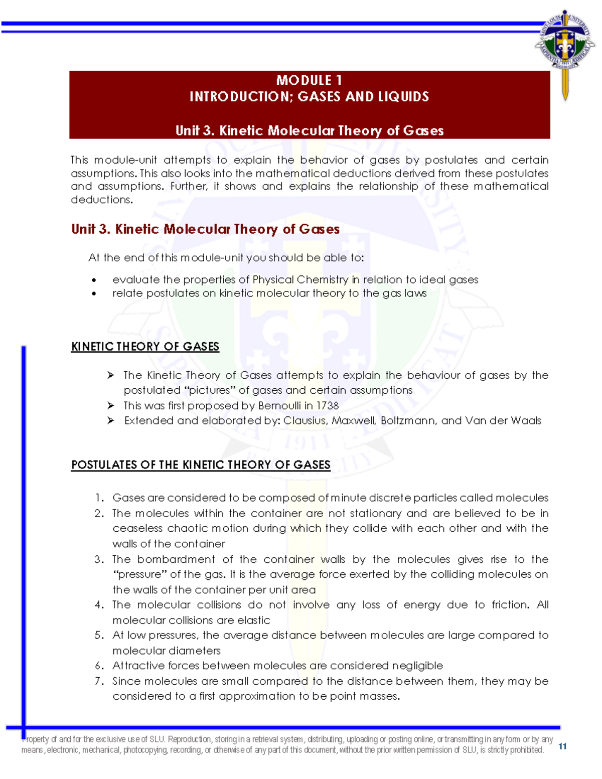 CHE 2131 Module 1 Unit 3 - Kinetic Molecular Theory of Gases Explained ...