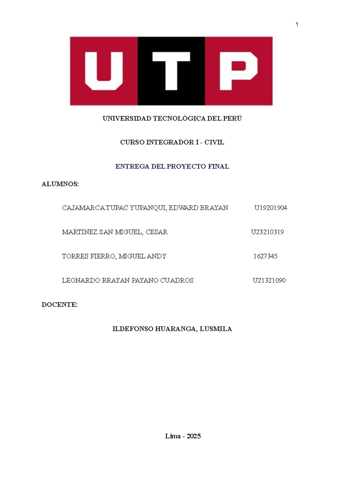 Proyecto Final de Rehabilitación del Reservorio - CURSO INTEGRADOR I ...