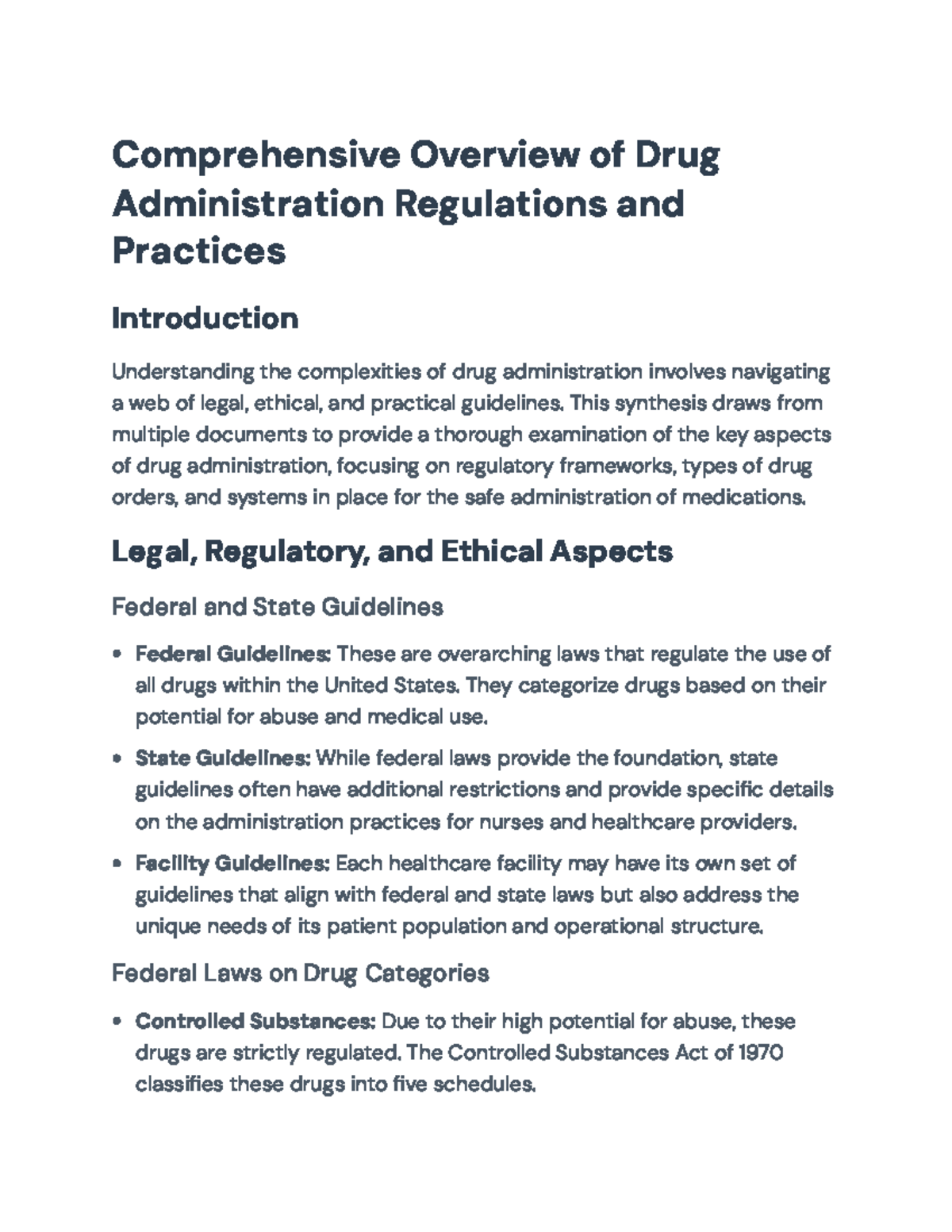 Comprehensive Overview of Drug Administration Regulations (Course Code ...