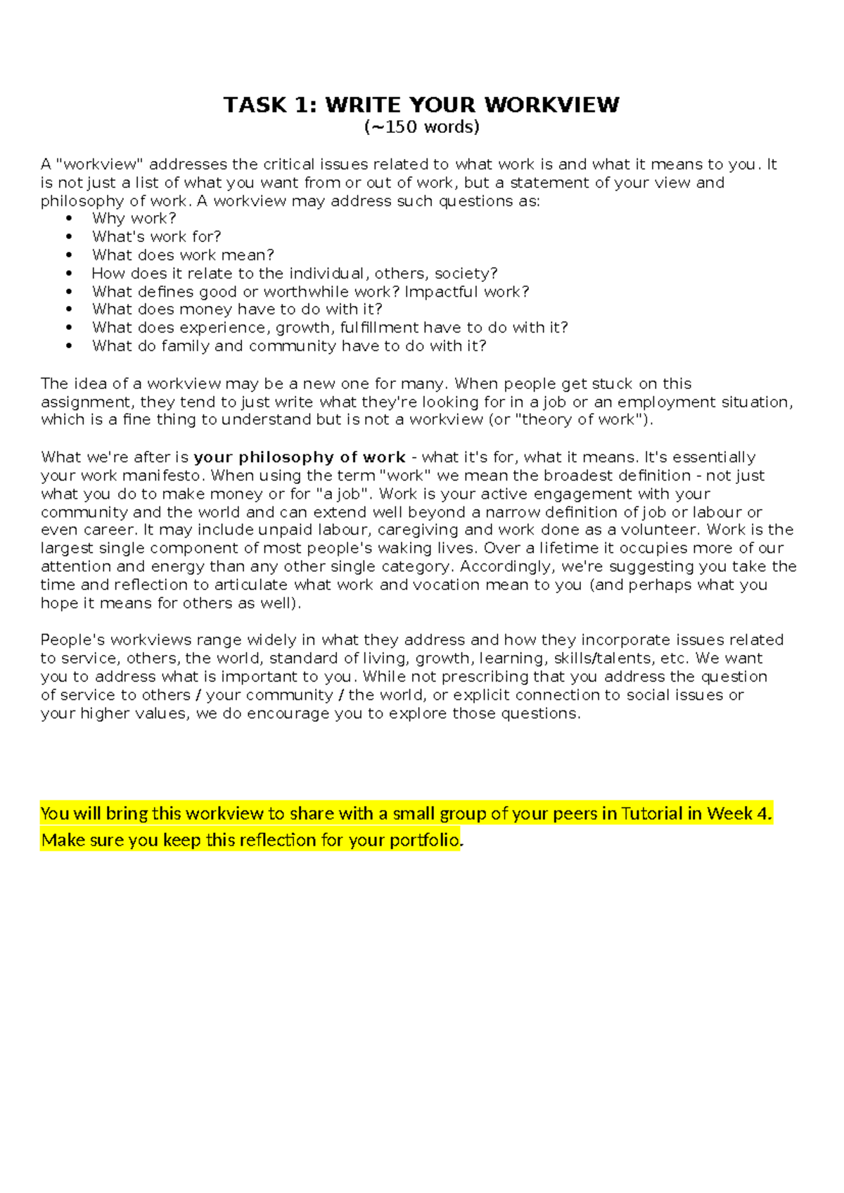 Homework Wk 4: Social Identity & Workview Reflection - Studocu