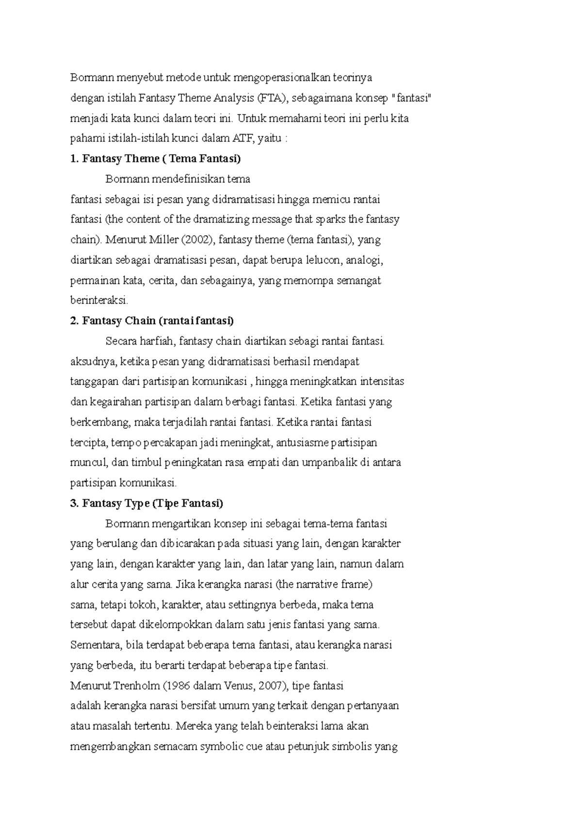 Analisis Tema Fantasi dalam Komunikasi Menurut Bormann - Studocu