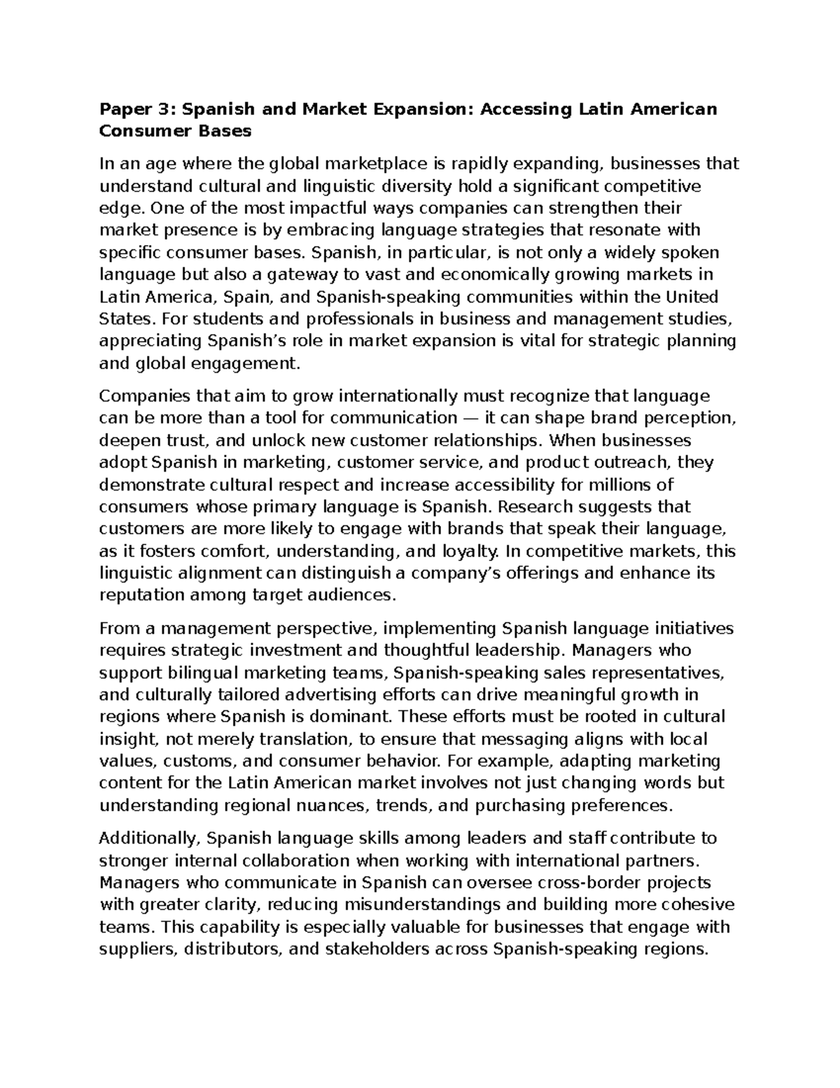 Paper 3: Spanish Language Strategies for Latin American Market ...