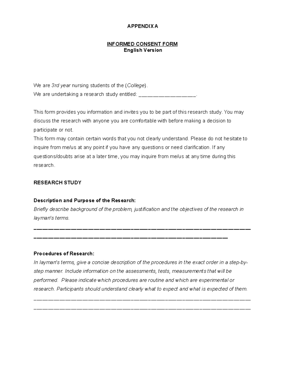 ICF - for research - APPENDIX A INFORMED CONSENT FORM English Version ...